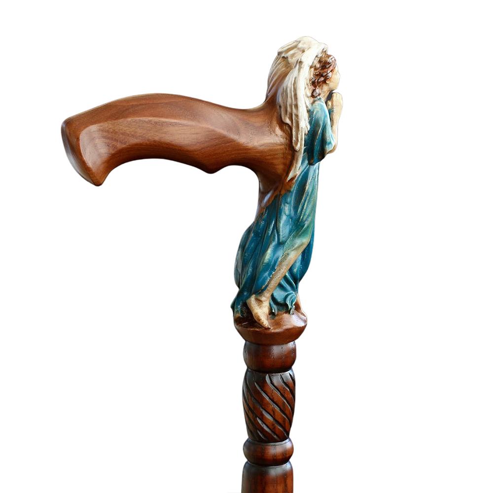 Praying Angel: Exquisite Artistry in Intricate Hand-Carved Cane