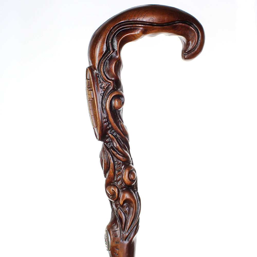 Pilgrim's Cane: Christian Cross Artisan Intricate Handcarved
