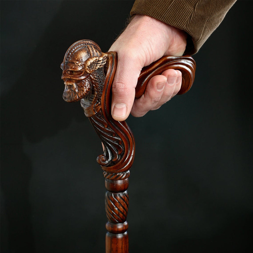 Viking Corsair Artisan Intricate Hand-Carved Walking Cane (Right