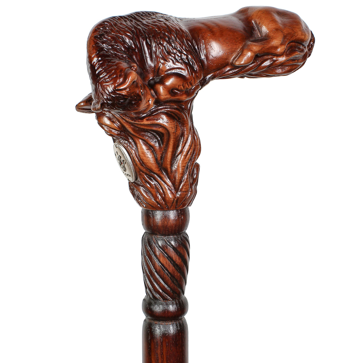 Bison: Wood Artisan Intricate Handcarved Cane