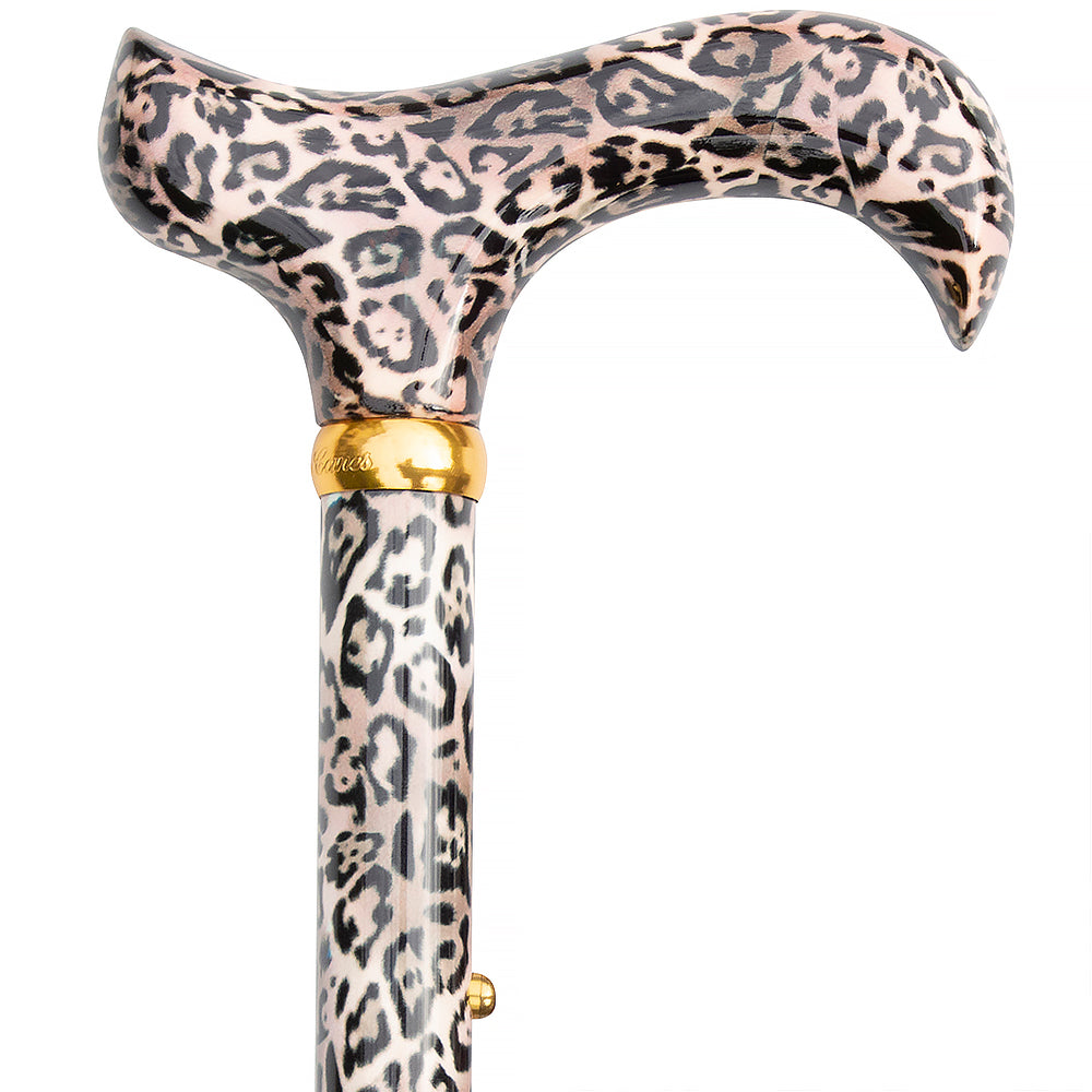Leopard Derby Adjustable Folding Walking Cane