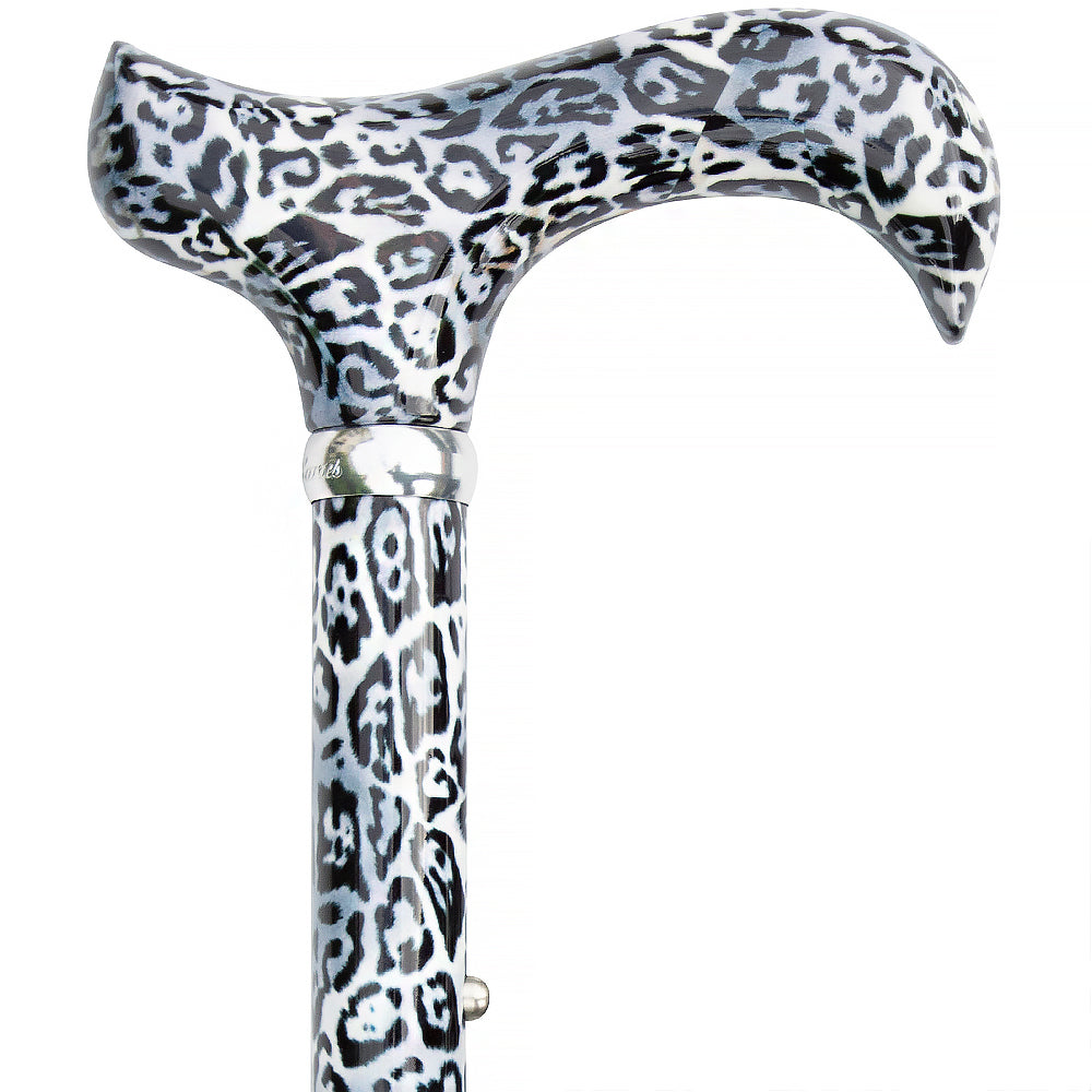 Snow Leopard Derby Adjustable Folding Walking Cane