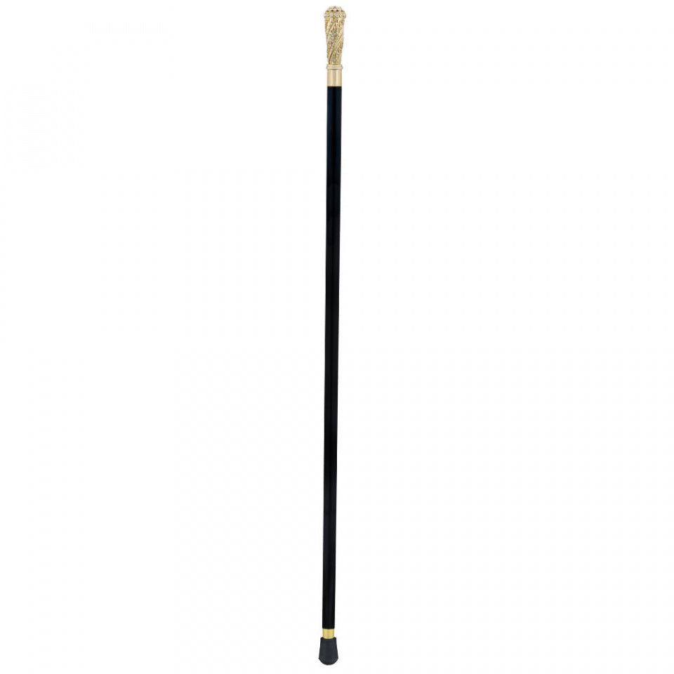 Swarovski Crystal 24K Gold Plated Elongated Knob Walking Stick w/ Black ...