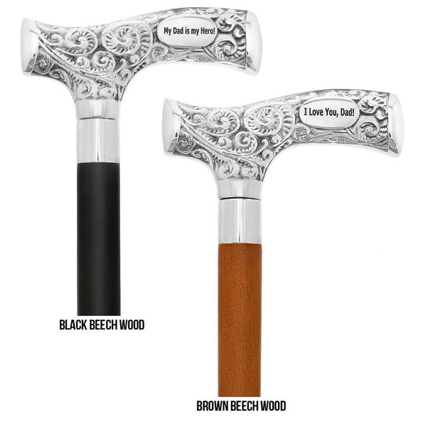 Father's Day Chrome Brass Personalized Engraving Fritz Cane