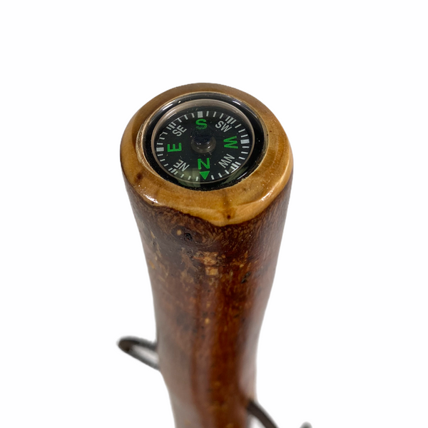Natural Spiral Vine Twisted Wood Hiking Staff w/ Compass - 49"