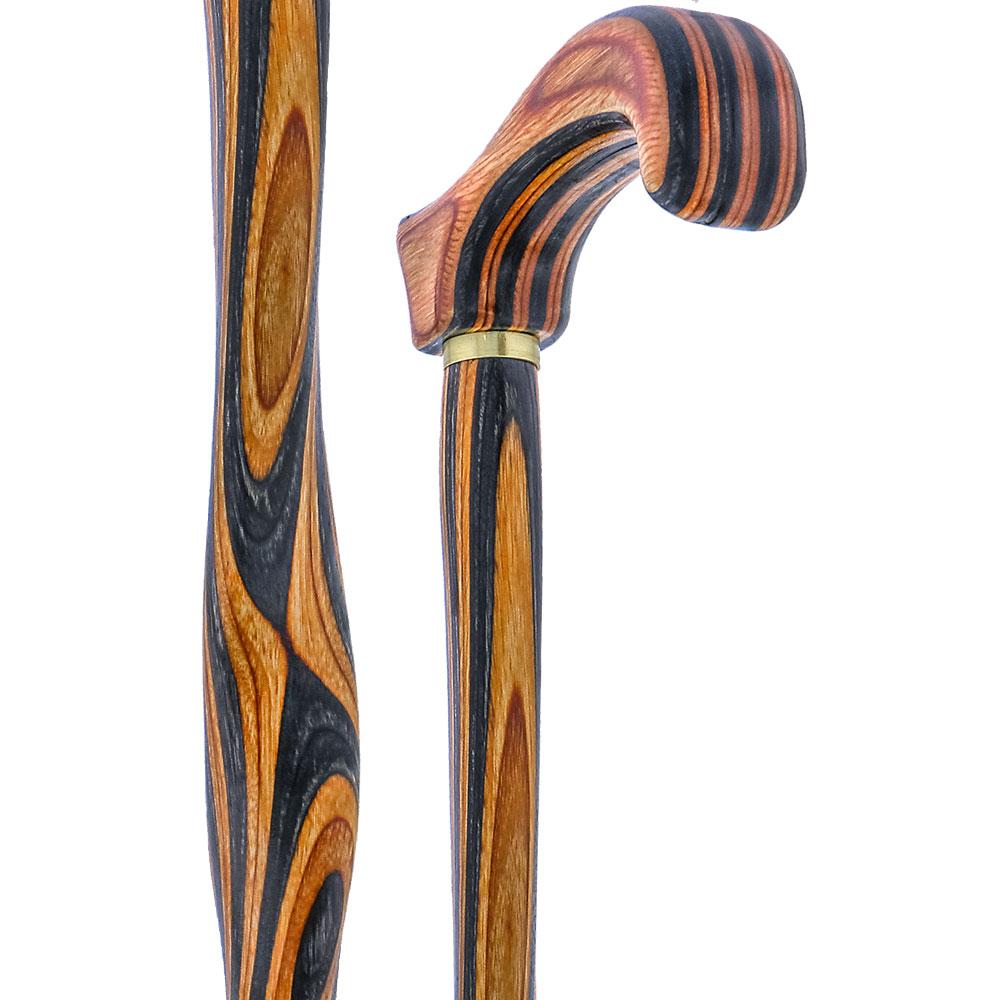 USA-Made Twisted Denim & Oak Cane: Unique Colorwood Laminate