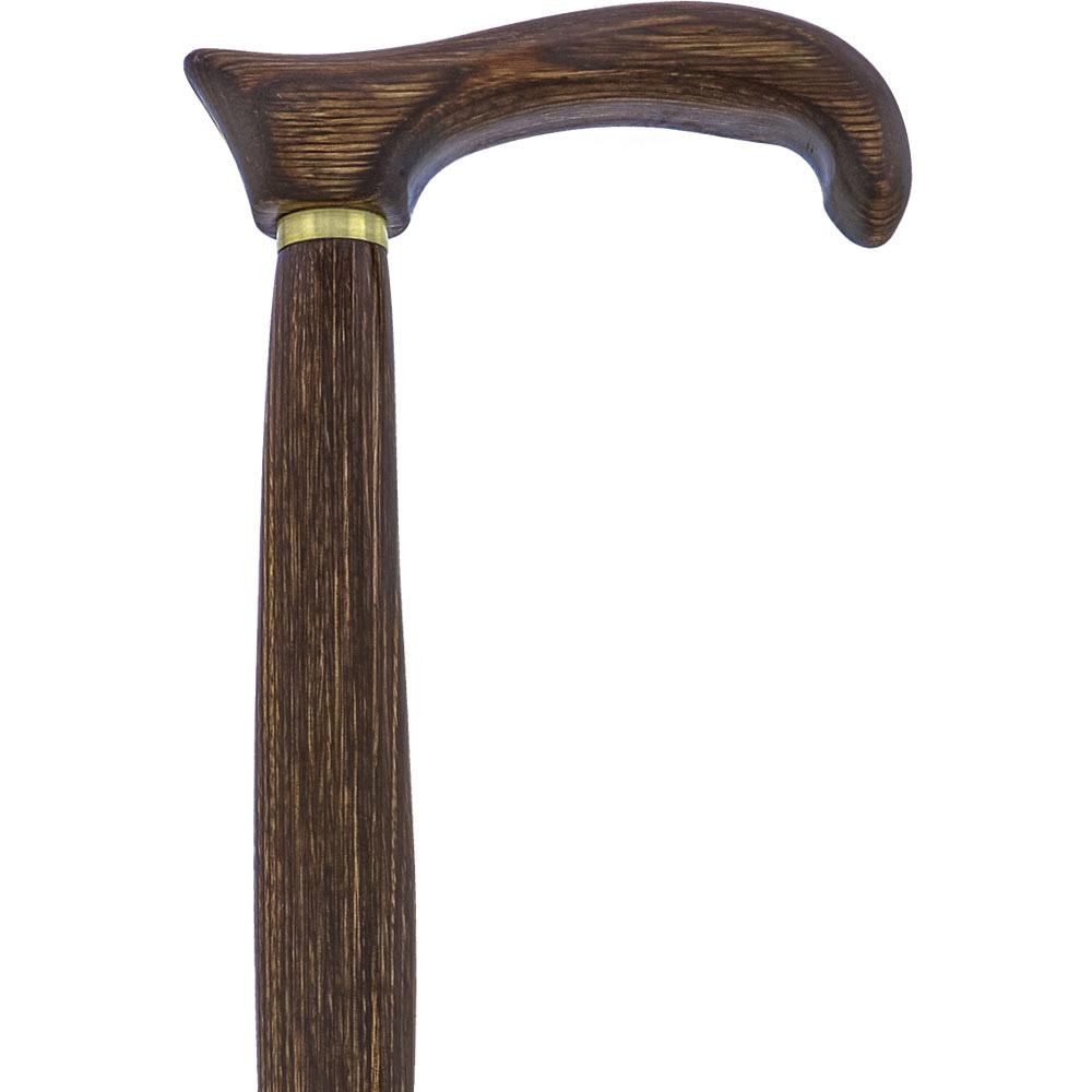 USA-Made Twisted Brown Derby Cane: Unique Colorwood Laminate