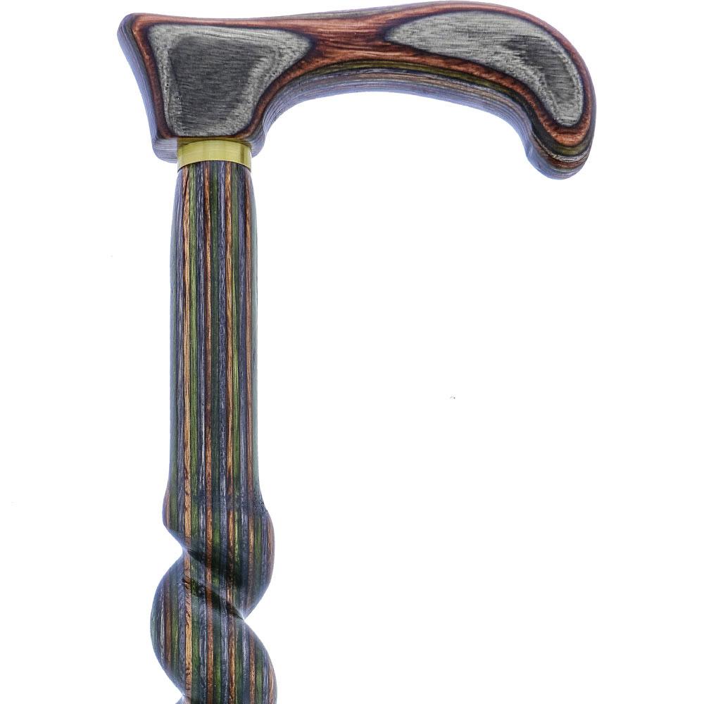USA-Made Twisted Spiral Cane: Camo Durable Colorwood Laminate