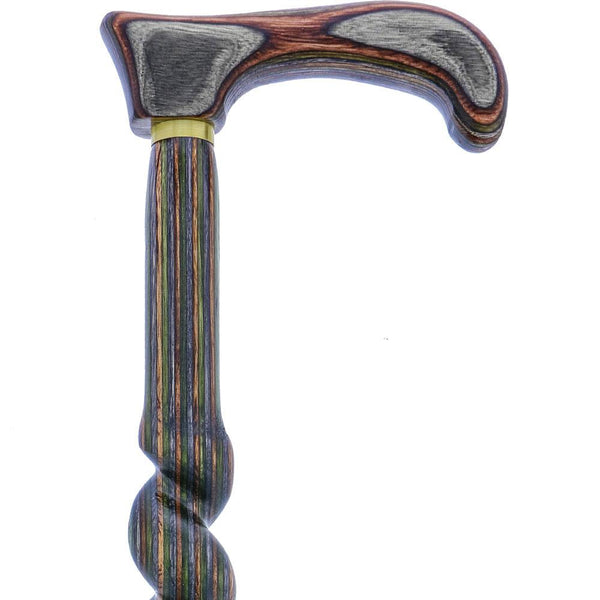 USA-Made Twisted Spiral Cane: Camo Durable Colorwood Laminate