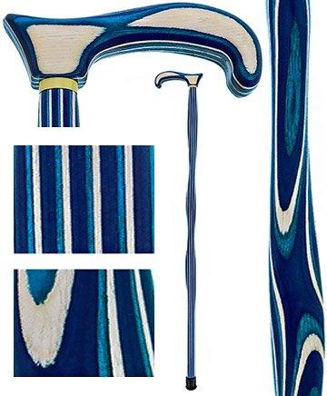 USA-Made Twisted Highlander Blue Cane: Vibrant Colorwood