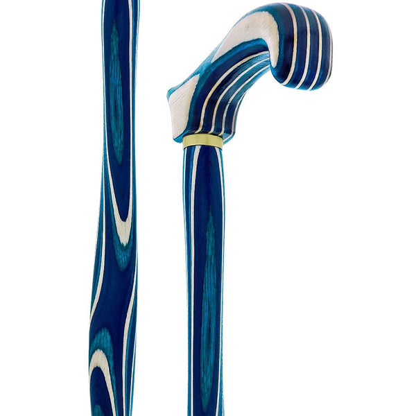 USA-Made Twisted Highlander Blue Cane: Vibrant Colorwood