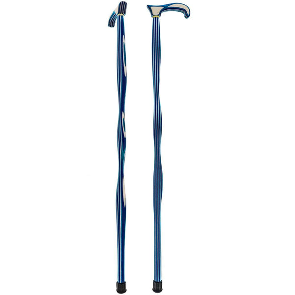 USA-Made Twisted Highlander Blue Cane: Vibrant Colorwood