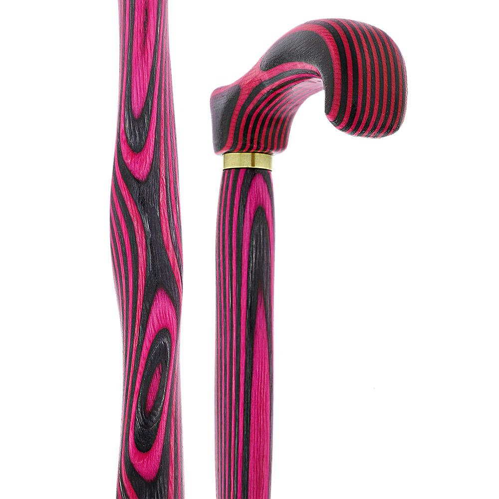 USA-Made Twisted Pink & Charcoal Cane: Vibrant Colorwood Laminate