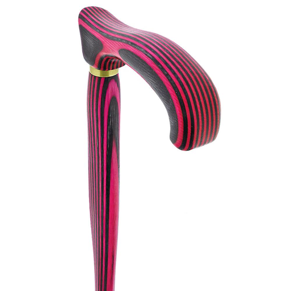 USA-Made Twisted Pink & Charcoal Cane: Vibrant Colorwood Laminate
