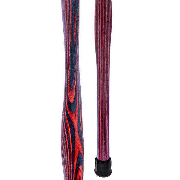 USA-Made Twisted Red-Black Cane: Vibrant Colorwood Birchwood