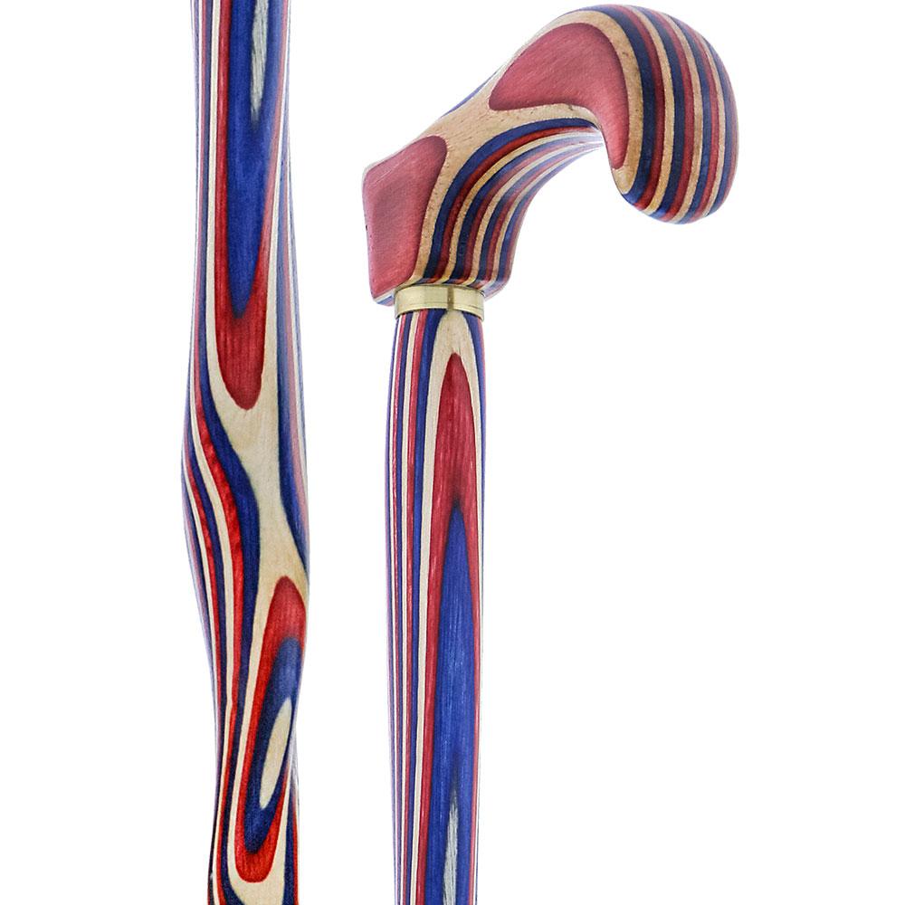 USA-Made Patriotic Twist Cane: Red, White & Blue Laminate