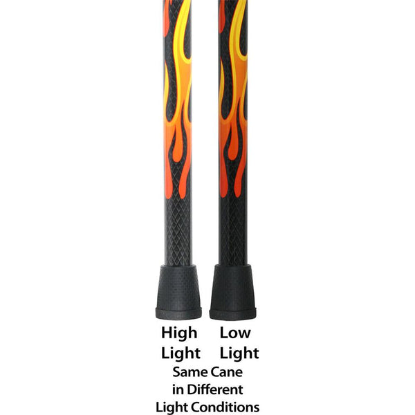 Dr. House Flame Derby Cane: Foldable & Adjustable Carbon Fiber