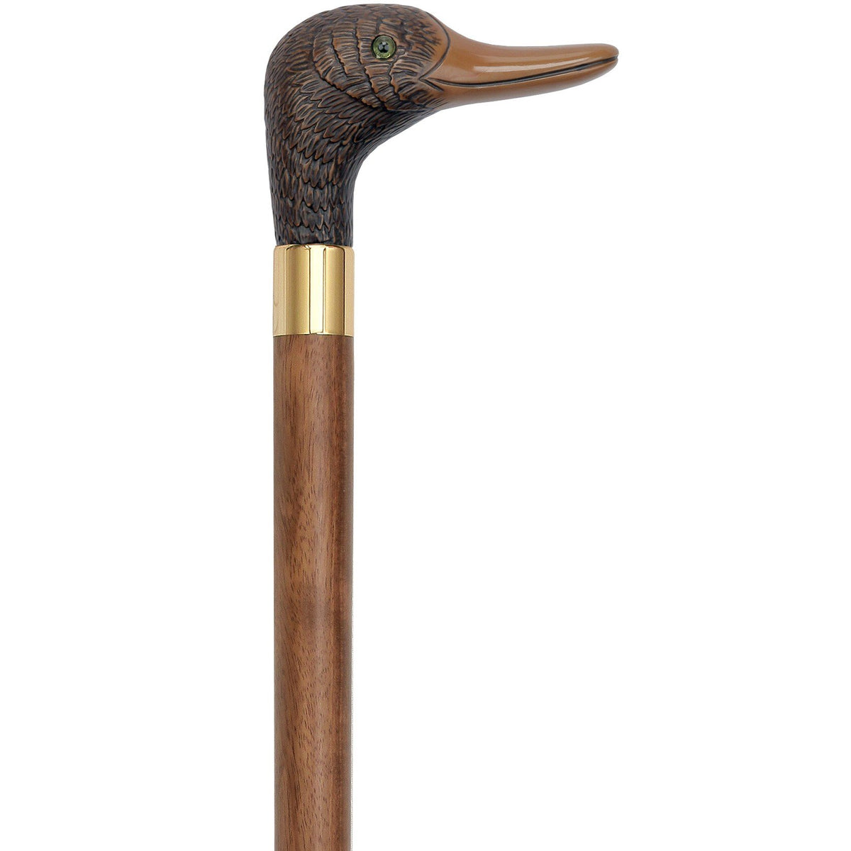 Brown Mallard Duck Head-talian Handle Cane w/ Custom Shaft and Collar