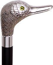 Mallard Duck Nickel Plated Handle Italian Handle Cane w/ Custom Shaft