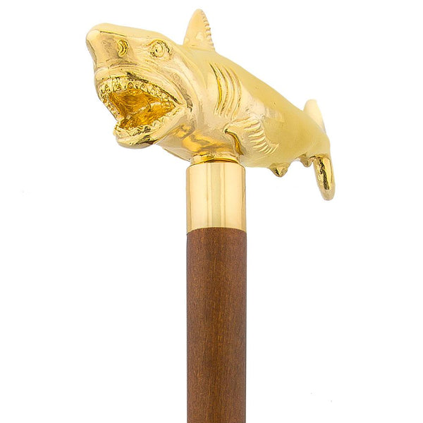 Great White Shark Handle Cane made w/ 18k Gold w/ Custom Shaft