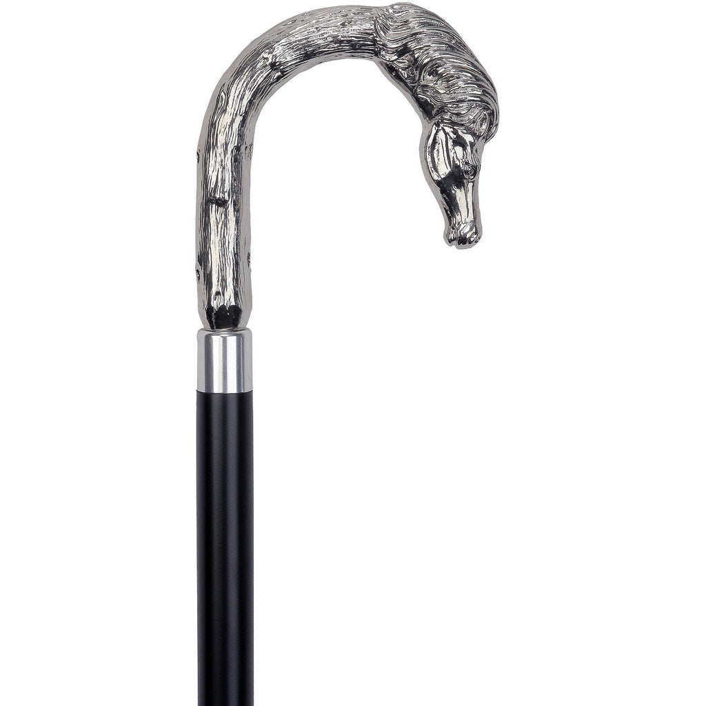 Elegant Nickel Plated Horse Tourist Style Walking Cane w/ Custom Shaft