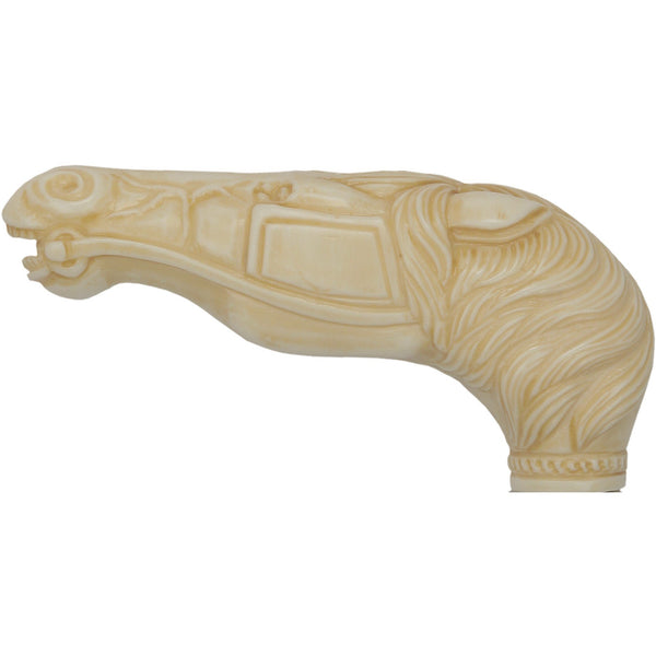 Faux Ivory Stallion Horse Head Cane - Italian Handle w/Custom Shaft