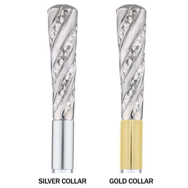 Embossed Elongated Nickel Plated Handle Cane Italian Handle w/ Lucite