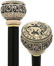 Comoys Astrological Leo Handle Walking Cane w/ Custom Shaft and