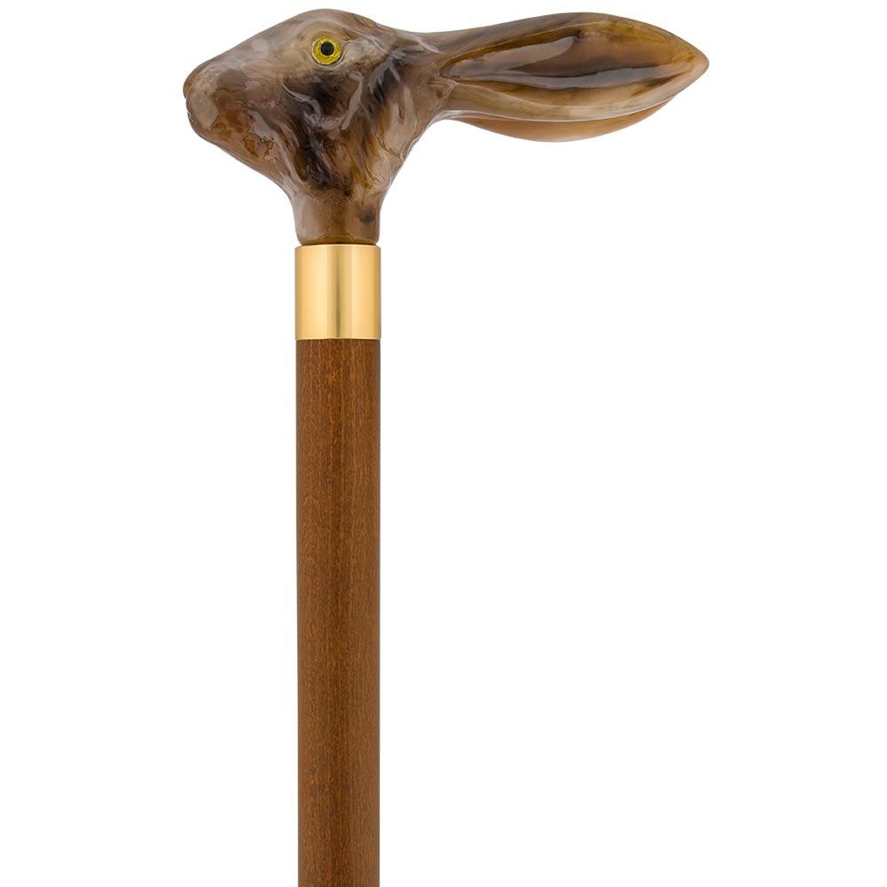 Adorable Bunny Rabbit Head-Italian Handle Cane with Custom Shaft & Collar