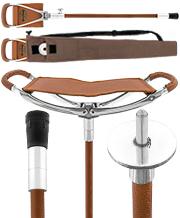 Genuine Leather Adjustable Cane Hammock Chair - Black Shaft