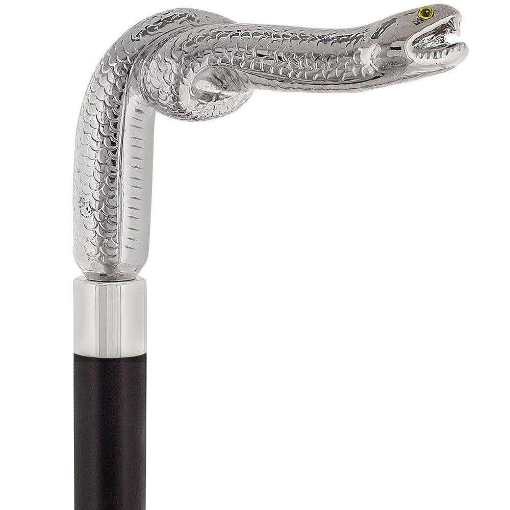 Cunningly Vicious Snake Nickel Plated Fritz Handle Cane w/ Custom