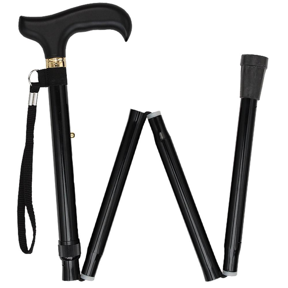 Practical Black Adjustable Folding Derby Cane with SafeTbase