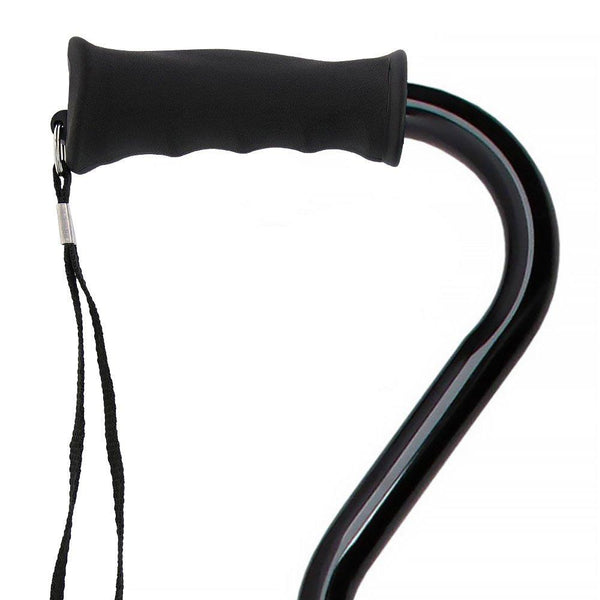 Black Aluminum Offset Cane - Adjustable w/ SafeTbase