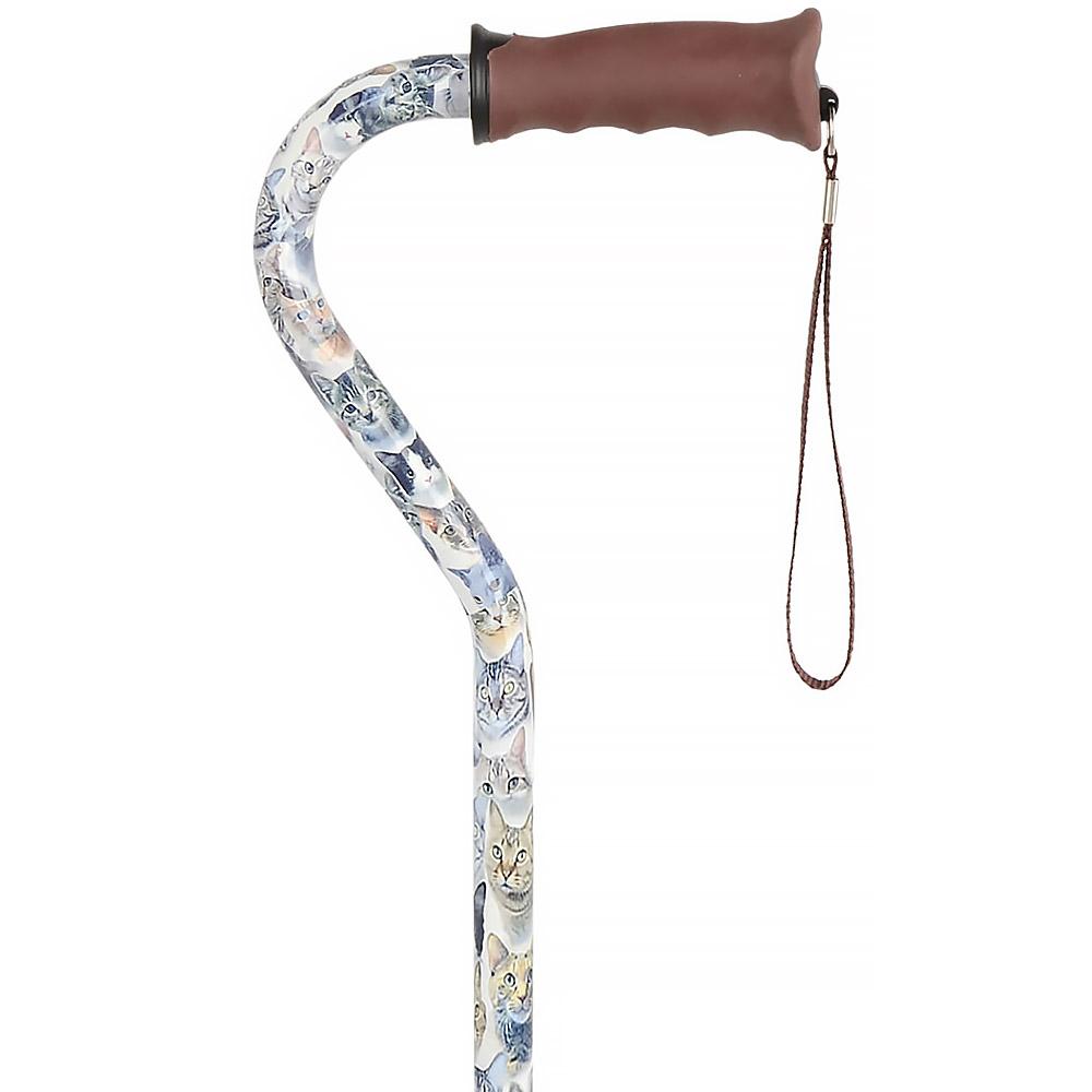 Stylish Cats Adjustable Offset Walking Cane with Comfort Grip & SafeTbase