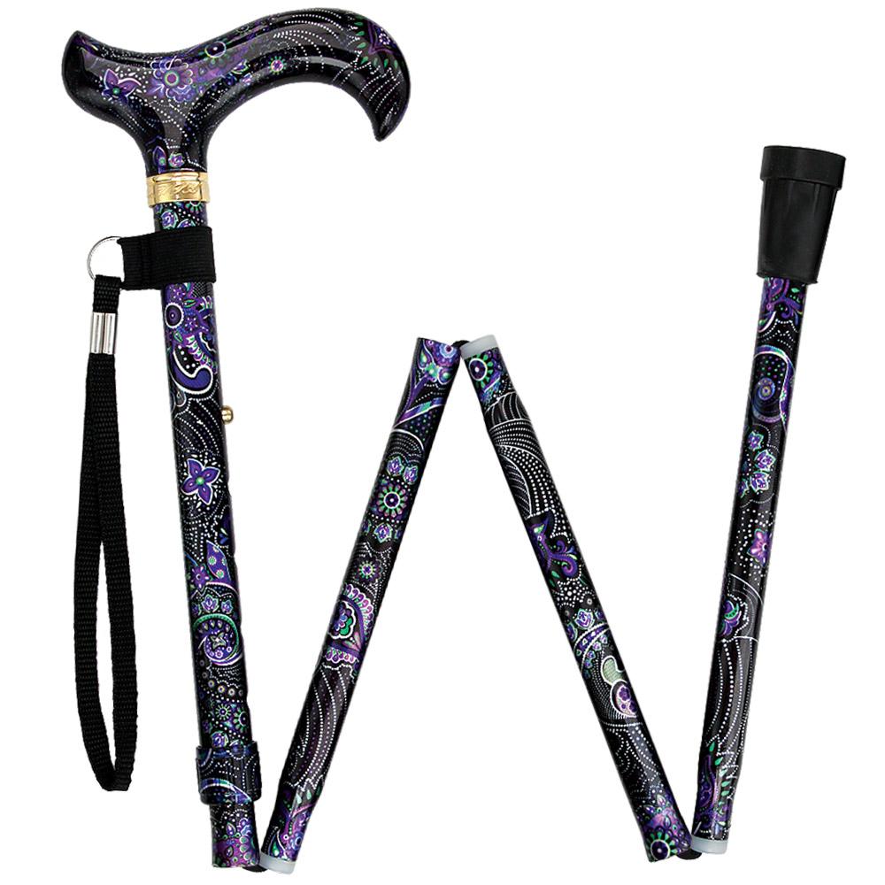 Elegant Purple Majesty Folding Adjustable Derby Cane