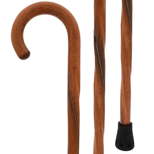 Acacia wood dark swirl crook cane…