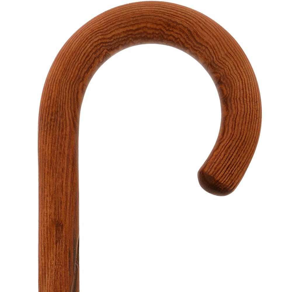 Acacia wood dark swirl crook cane