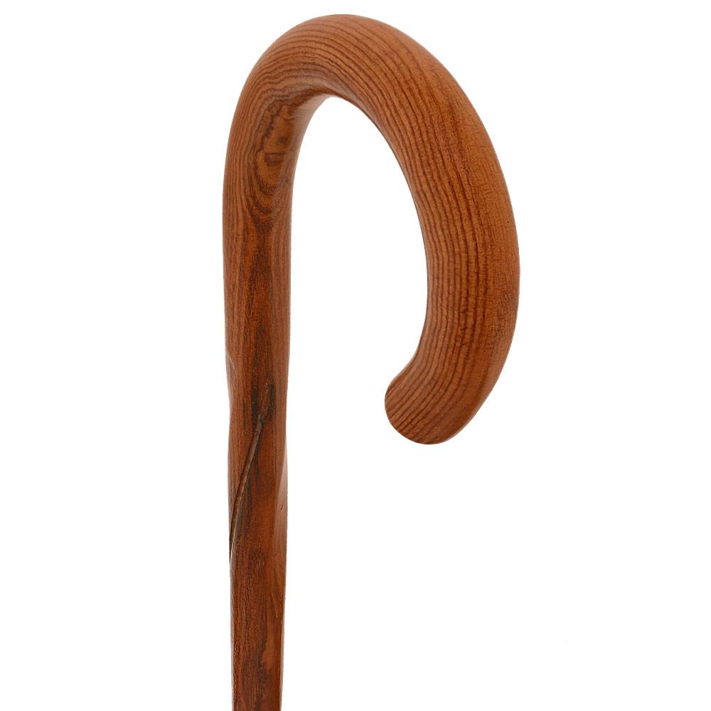 Handcrafted Acacia Wood Dark Swirl Crook Cane