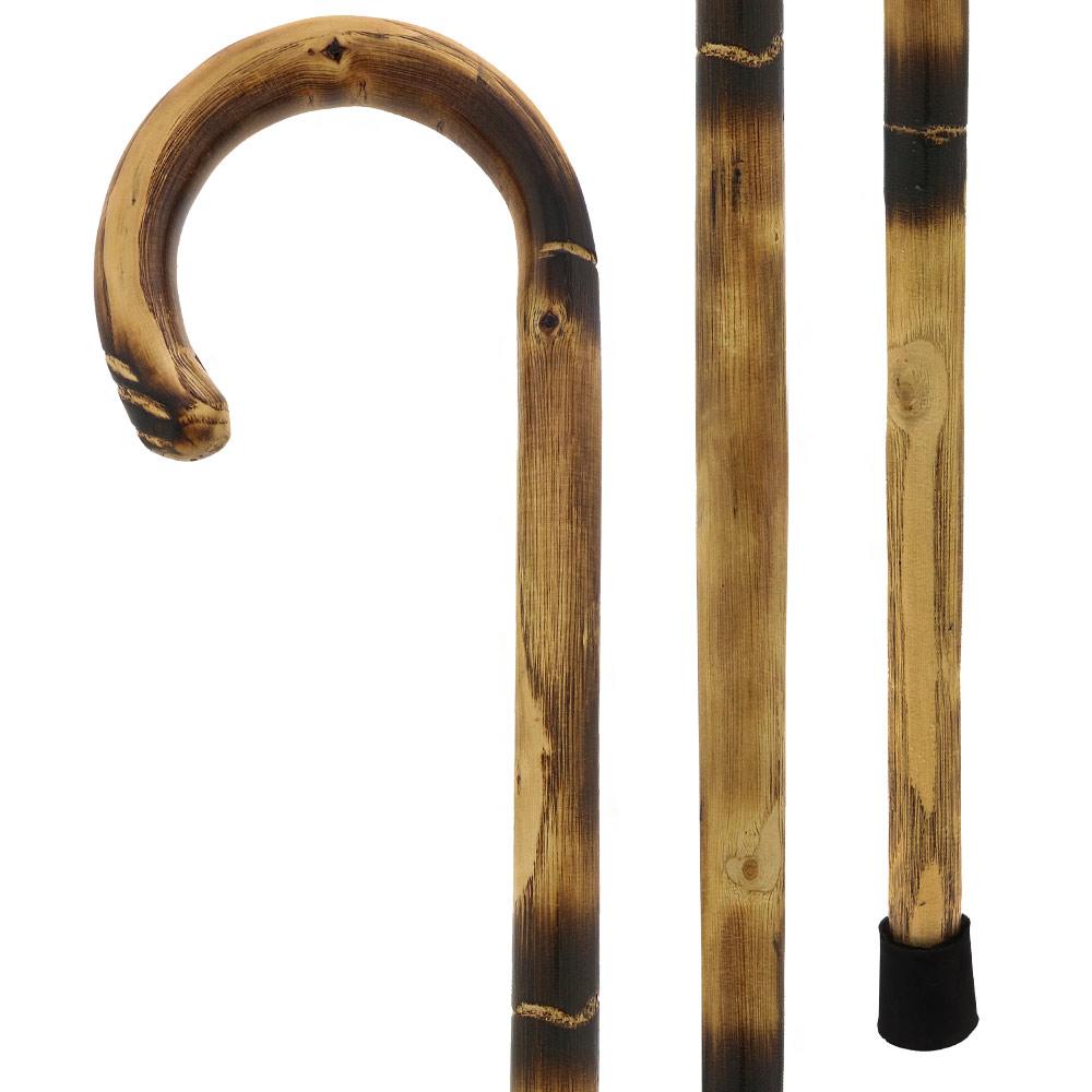 Chestnut carved crook cane