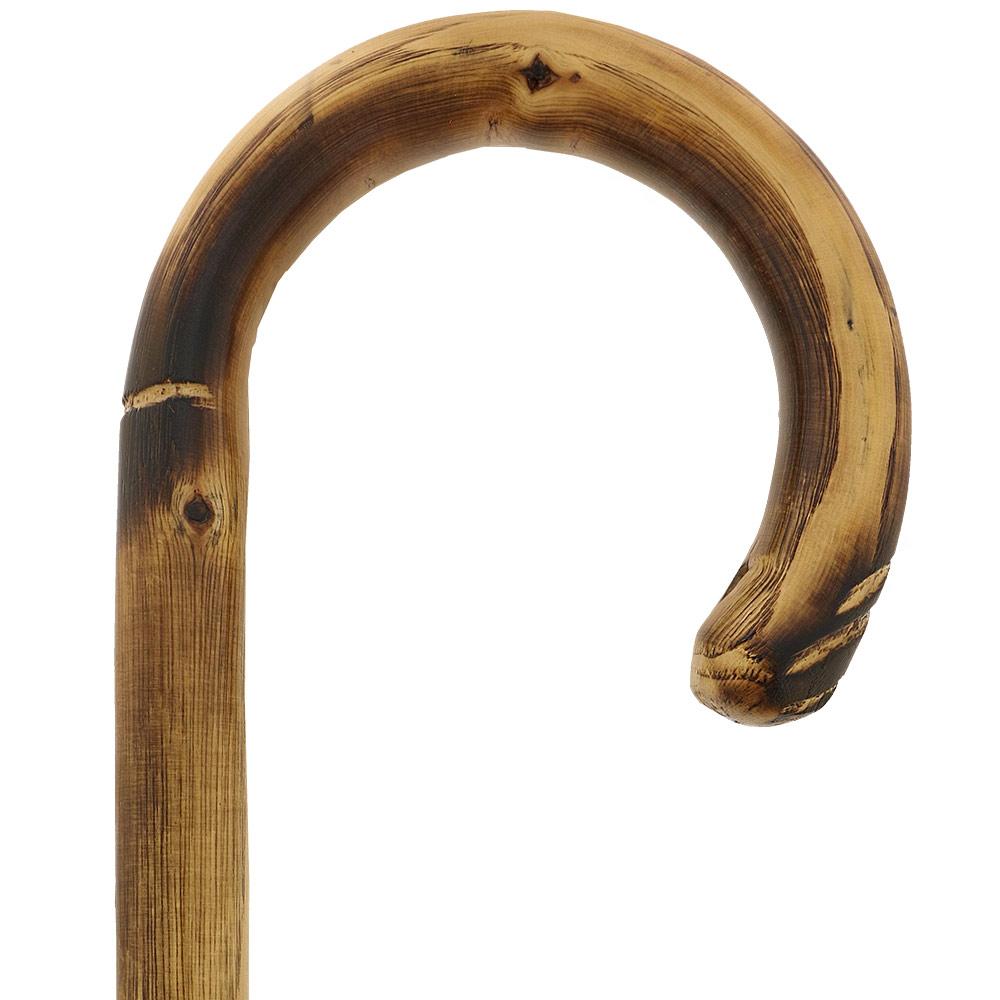 Chestnut carved crook cane