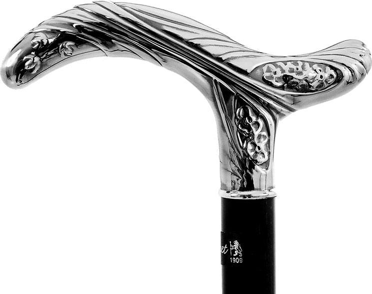 31.5" Length - Silver Plated Elegant Floral Fritz Handle Cane with