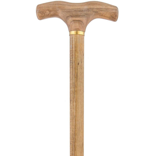 French Gadget Corkscrew Cane: Olivewood T-Handle & Maple Shaft