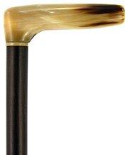 L Shape Blonde Horn Derby Walking Cane With Ebony Wood Shaft And