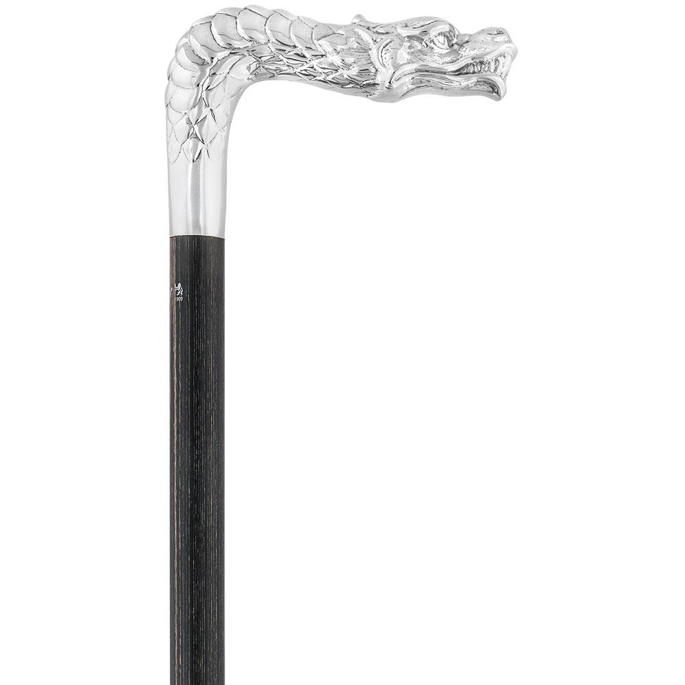 Dragon Cane Silver Plated Fritz Handle w/ Carbon Fiber Shaft