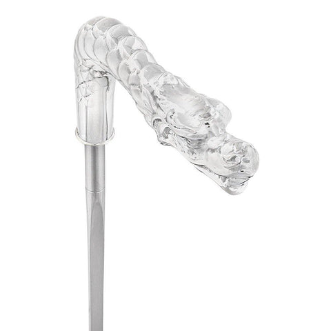 Dragon Sword Cane Silver Plated Fritz Handle w/ Stamina Wood