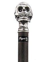 Solid Pewter Skull Handle Walking Cane w/ Carbon Fiber Macassar Ebony