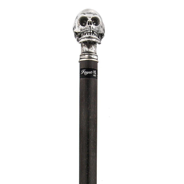 Solid Pewter Skull Handle Walking Cane w/ Carbon Fiber Macassar Ebony