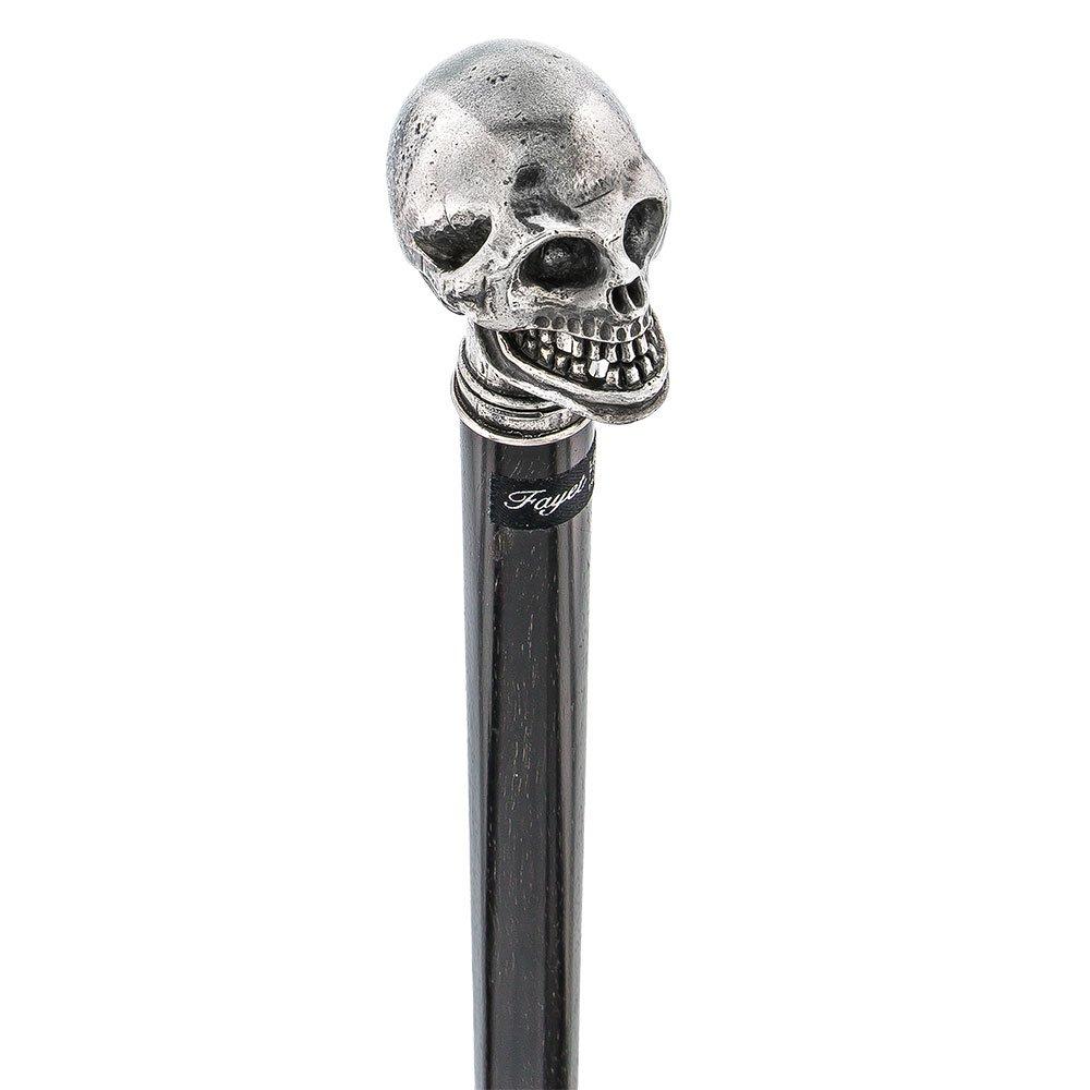 Bold Solid Pewter Skull Handle Walking Cane with Carbon Fiber Macassar ...