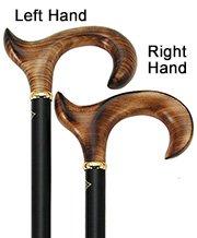 Ergonomic Scorched Maple Cane with Black Shaft & Bronze Collar