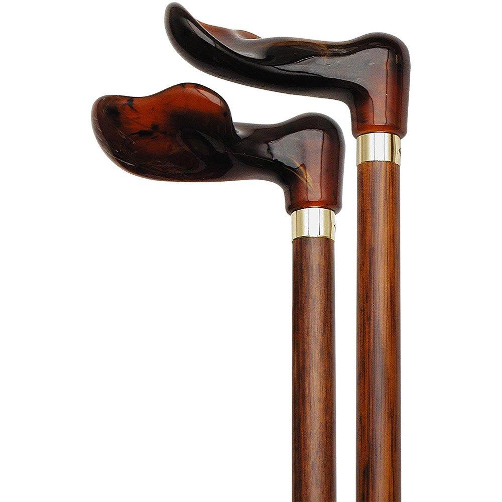 Hand-Specific Palm Grip Cane: Translucent Amber & Cherrywood
